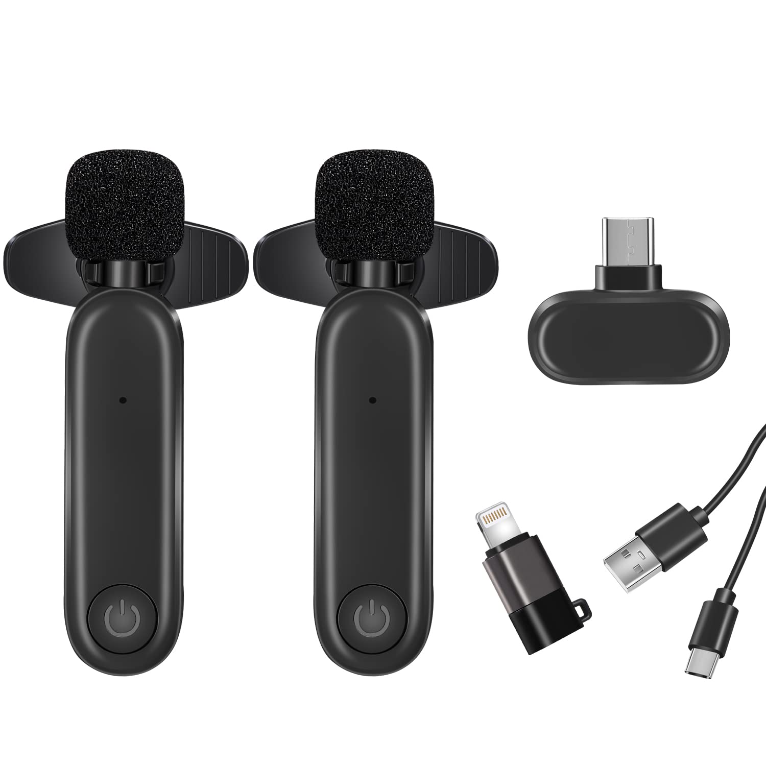 Oney world Wireless Lavalier Microphone, Lapel Mic, Suitable for Smartphone, use it to Record Video, Live on Facebook, Tiktok, YouTube Platforms. Plug and Play with 2 Noise-Cancelling Microphones