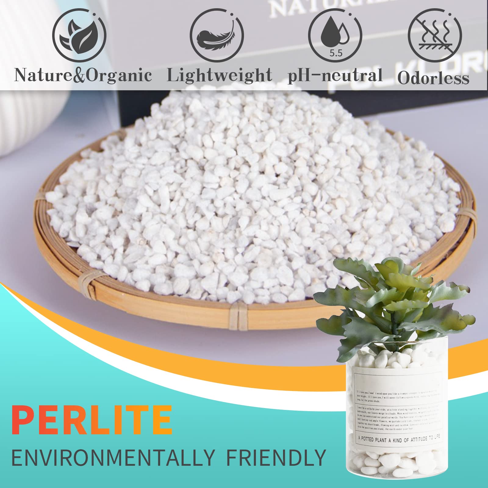 Malifea 2 QT Organic Perlite for Plants,Natural Horticultural Soil Additive Conditioner Mix,Improve Drainage and Ventilation, Promote Root Growth and Soil Health, Ideal for Potting Mixes