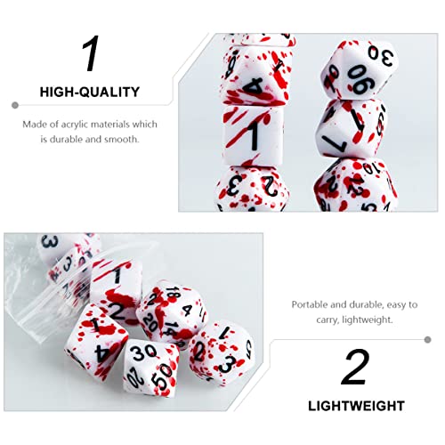 Polyhedral Gaming Dices 7 Pcs Blood Blood Splatter Dices Acrylic Gaming Dices Blood Stained Dices Dices Vampire Dices Halloween Blood Dice Set