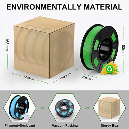 WEEFUN 3D Printer Filament Bundle 250g X 4 Spools, PLA Filament 1.75mm 3D Printing Material, Four Bright Color PLA Filaments Kit for 3D Printer Green/Light-Green/Yellow/Sky Blue, Fit Most 3D Printers