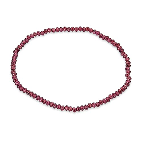 Mini Dainty Tiny Petite Seed Caviar Bead Stacking Round Faceted Genuine Natural Gemstone Red Garnet Ball Stackable Strand Stretch Bracelet For Women Teen Adjustable