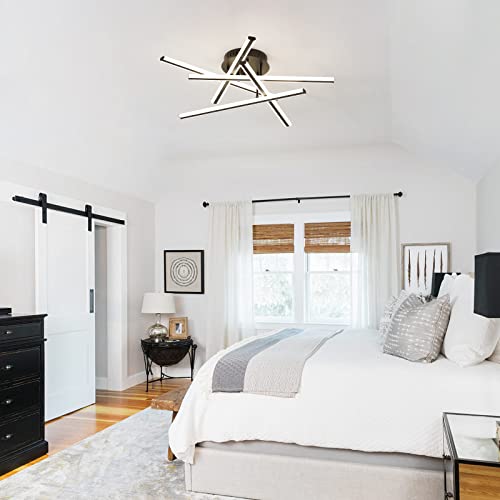 YEEZONE Modern LED Ceiling Light, LED Flush Mount Light, with Memory Remote Control Dimmable 3000K-6500K for Dining Room, Living Room, Kitchen, Bedroom, Office (Black)