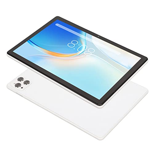 VINGVO 4G Call Tablet, HD Tablet 5GWIFI Night Reading Mode 100-240V 6GB 256GB White for Android 11 for Study (White)