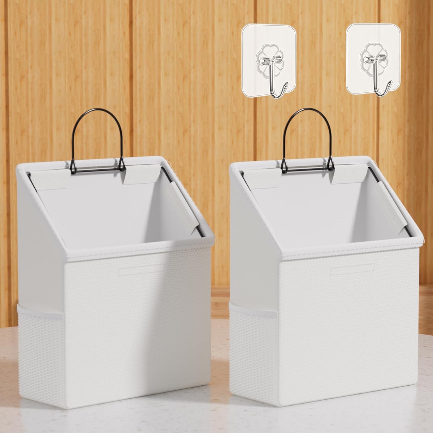 SESIIduo 2 Pack Wall Hanging Storage Bags with Sticky Hooks, Closet Hanging Organizer, Crease Resistant Oxford Fabric, Storage Bags for Bathroom Dorm Room