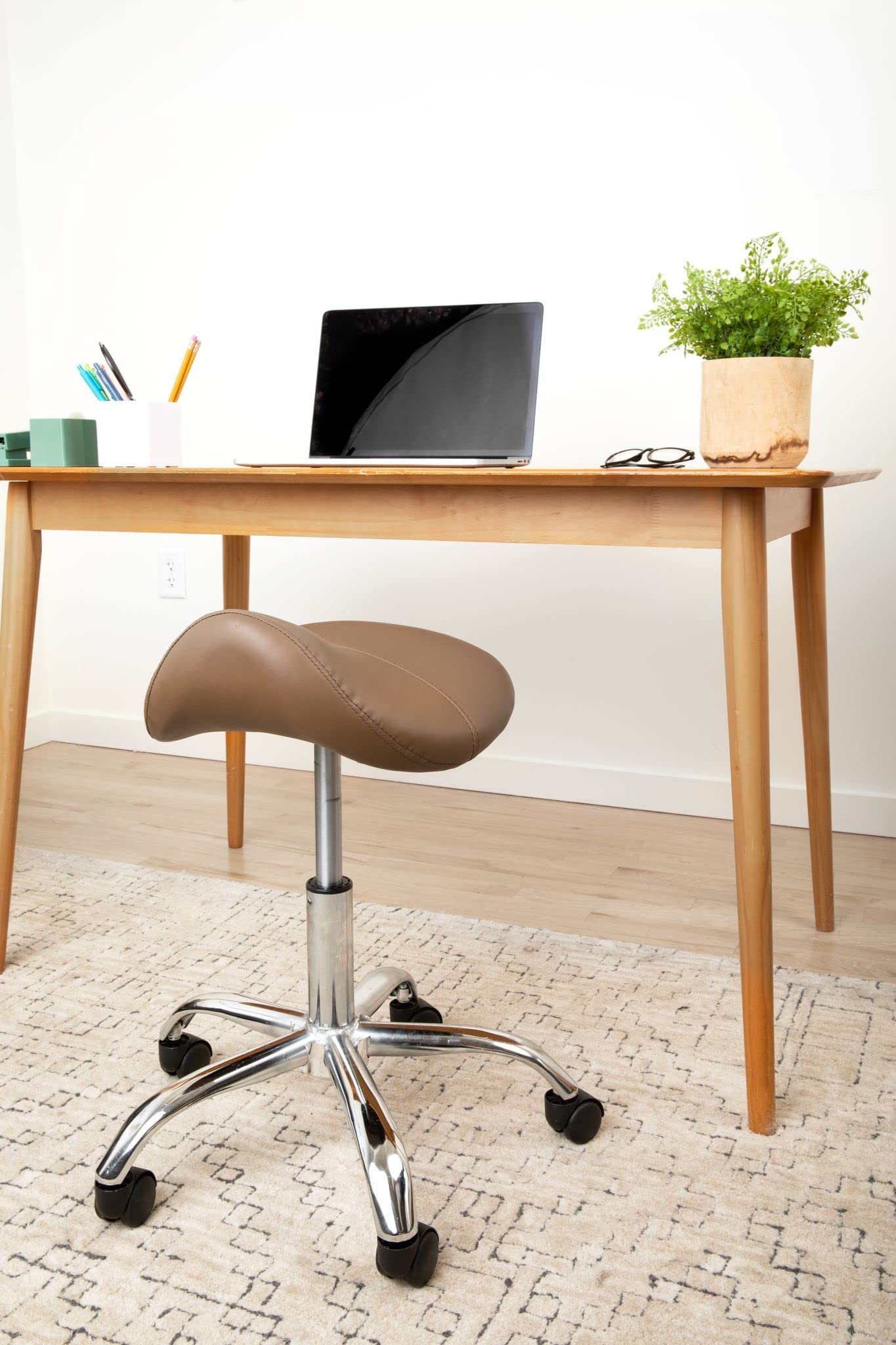 Saddle Stool, Ergonomic, Comfortable Saddle Stool, Adjustable Hydraulic Seat, Rolling Spa Salon, Massage, and Medical Office Chair with Swivel Wheels, Black