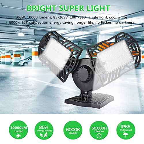 URBERY Bright Led Garage Light, Garage Lights Ceiling Led, Three Glow Light for Garage, Workshop 4 Pack