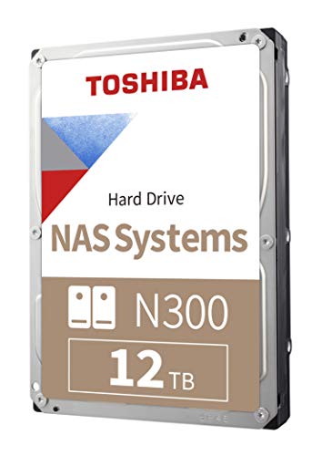 Toshiba N300 12TB NAS 3.5-Inch Internal Hard Drive - CMR SATA 6 Gb/s 7200 RPM 256 MB Cache - HDWG21CXZSTA