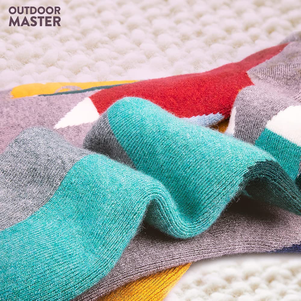 OutdoorMaster Kids Ski Socks - Merino Wool Blend, Over the Calf Design (S, Dust Gray, Blue Mountains, Woodland Green - 3)