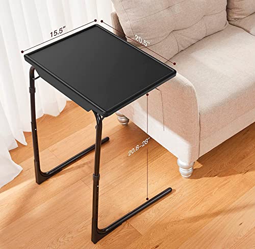 Totnz TV Tray Table, Folding TV Dinner Table Comfortable Folding Table with 3 Tilt Angle Adjustments for Eating Snack Food, Stowaway Laptop Stand (2 Pack)