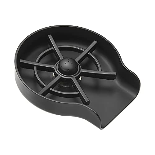 POKIM Metal Glass Rinser for Kitchen Sink, Baby Bottle Cleaner Premium SUS 304 Stainless Steel,Cup Washer Accessories Replacement Matte Black Finish Bottle Cleaner Sink Attachment