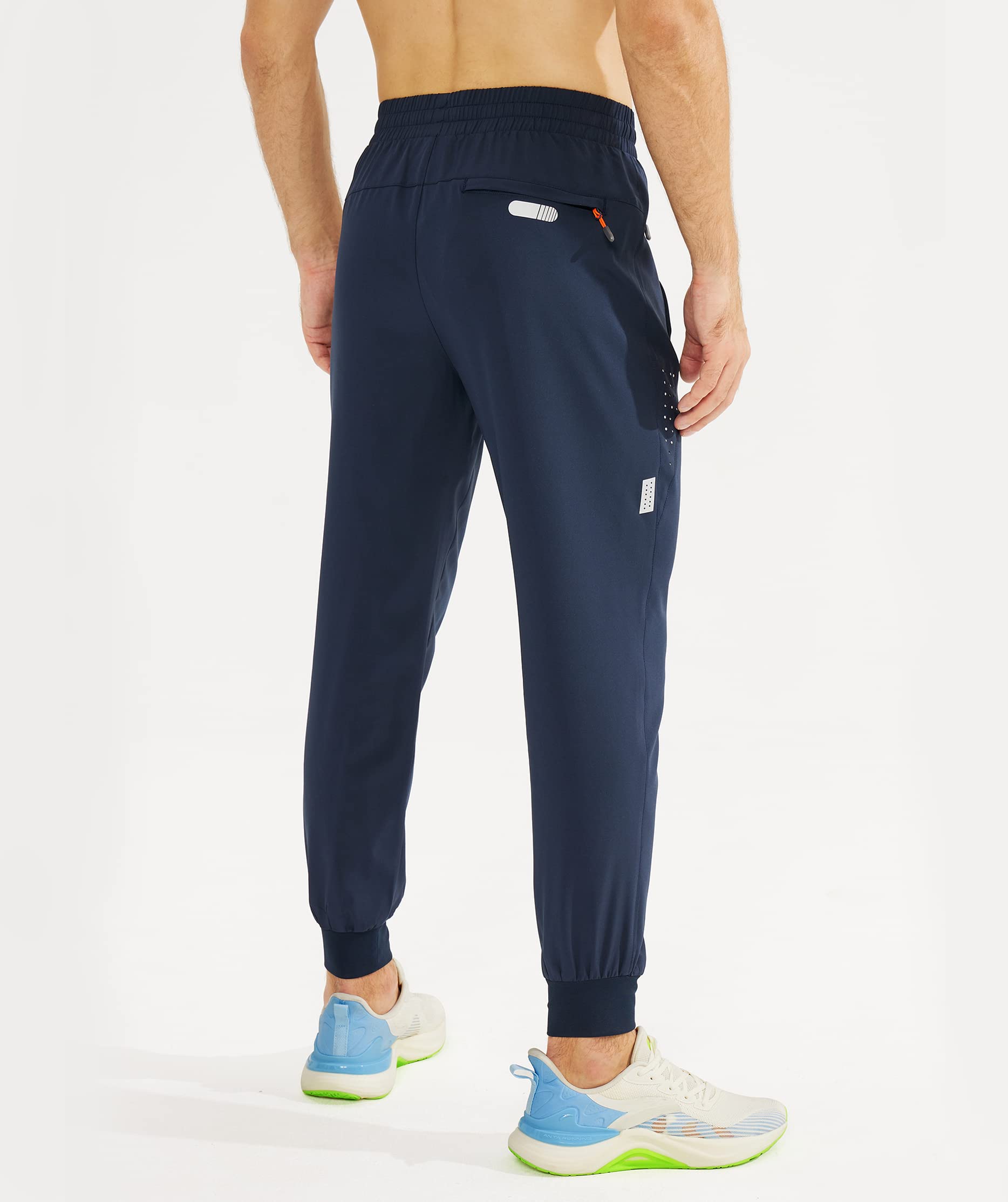 Purltoan Mens Sweatpants with Pockets Waterproof Quick-Dry Lightweight Athletic Joggers Pants for Workout Running Training Navy S