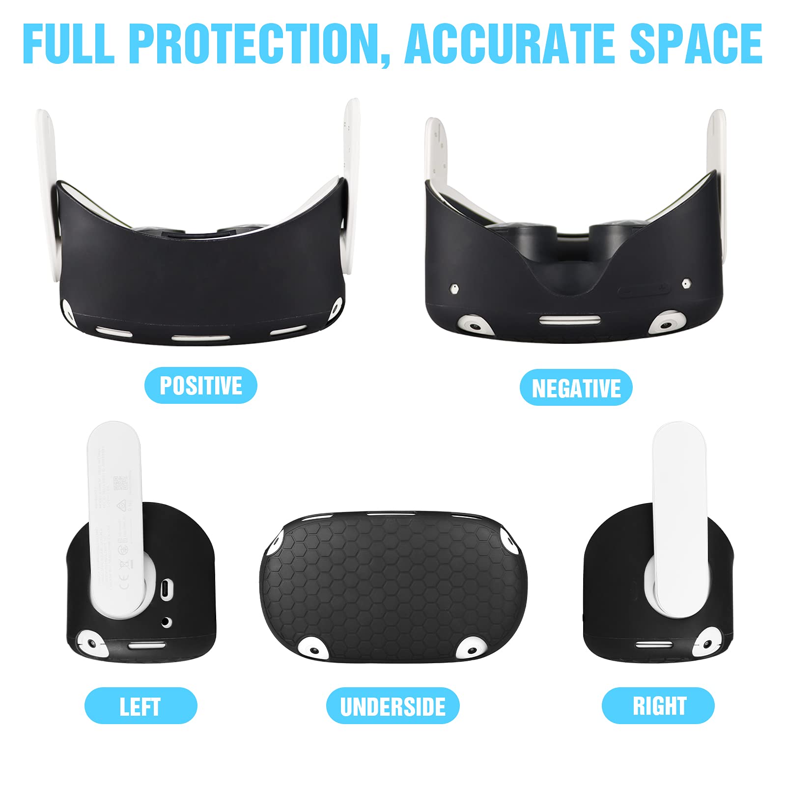 Oculus Quest 2 VR Shell Front Face Protector Cover Silicone Front Face Protective Cover Skin for Oculus Quest 2 VR Headset Non-Slip Washable Anti-Scratch Anti-Dust Anti-Shock (Black)