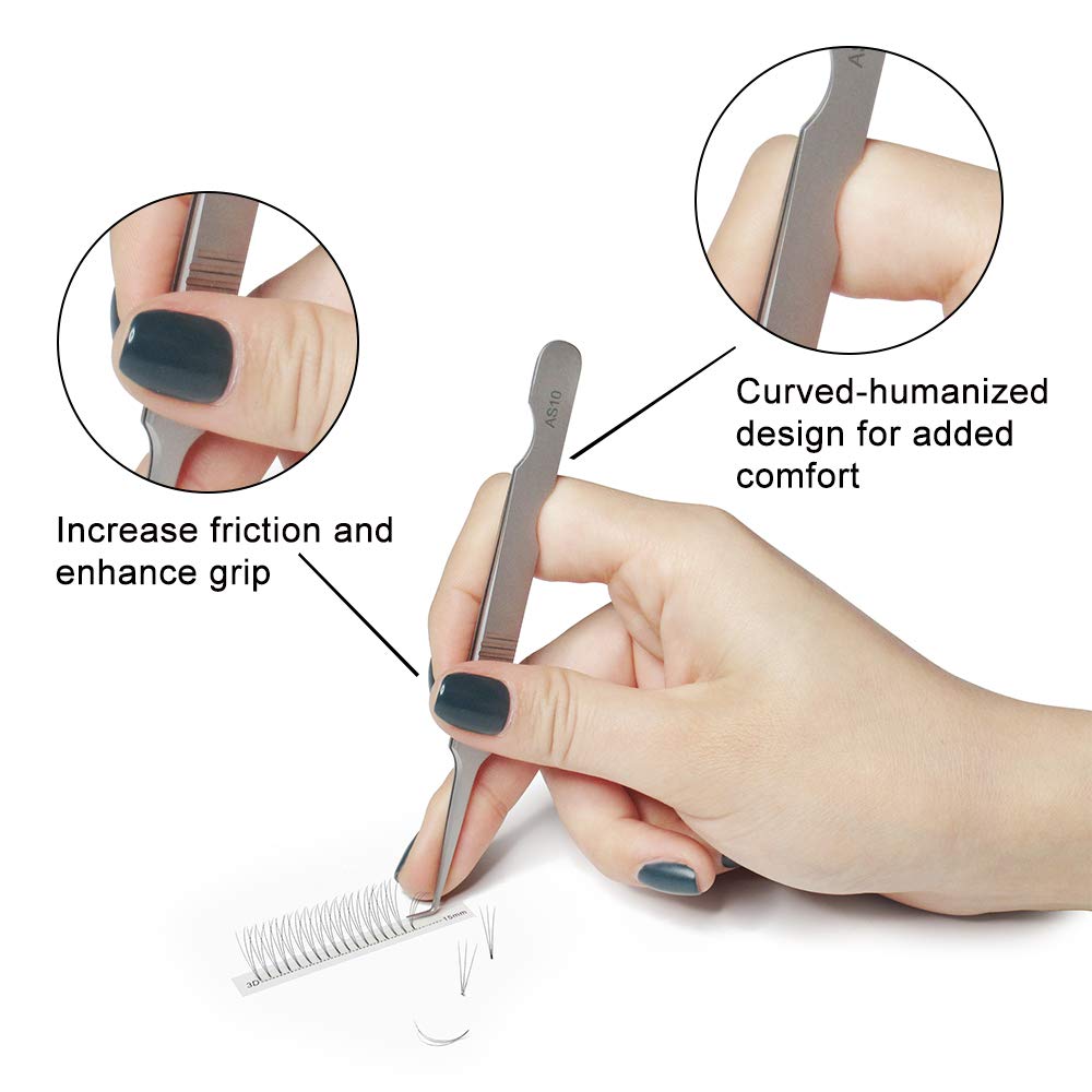 Lash Tweezers for Eyelash Extensions Volume Lash Tweezers Curved Closure Tip Professional Precision Stainless Steel Eyelash Tools Eyelash Extension Tweezers