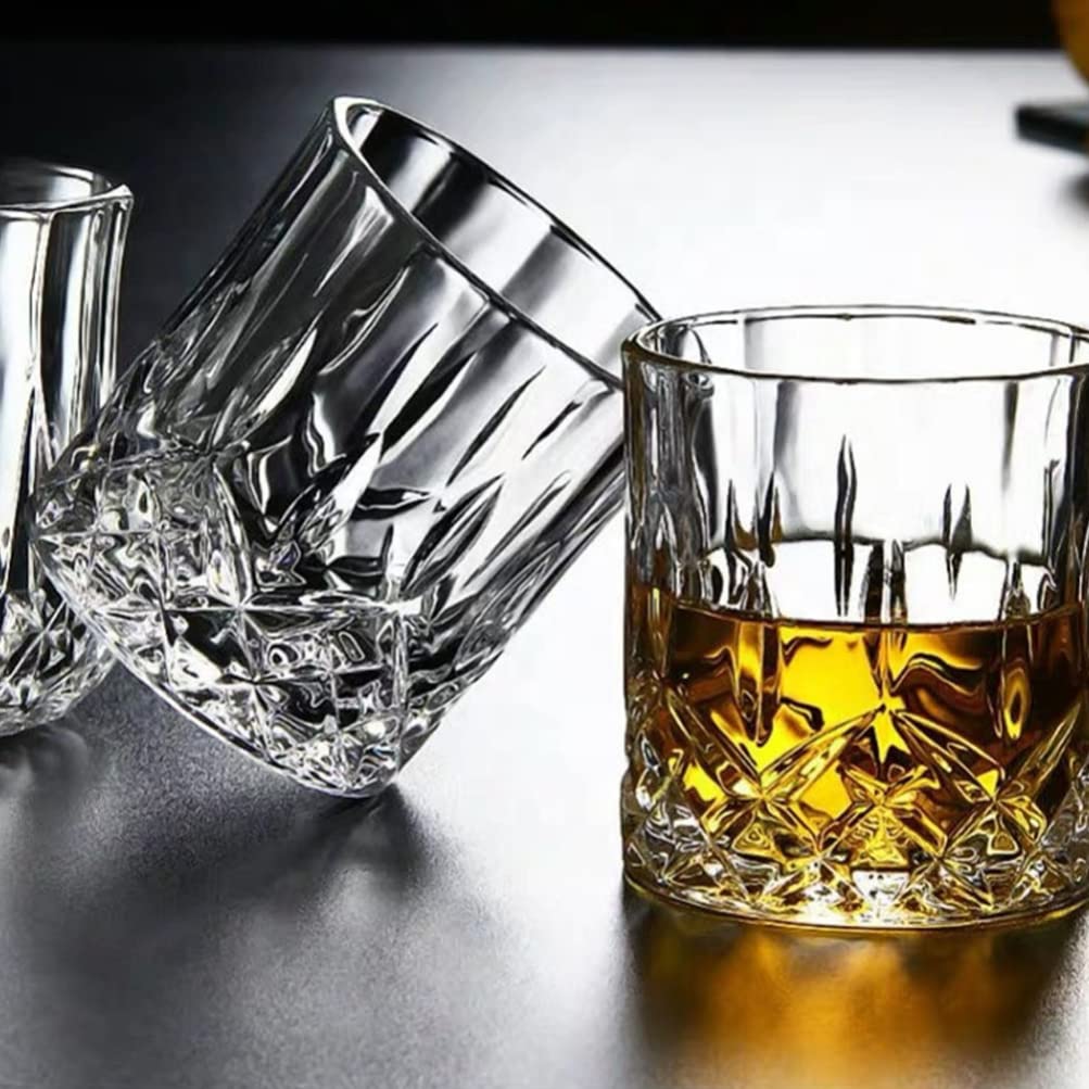 Old Fashioned Whiskey Glasses, 7 Oz Glasses for, Whiskey Glasses Set of 4 for Cocktail Bourbon Liquor ( 3.3 x 3 Inch )