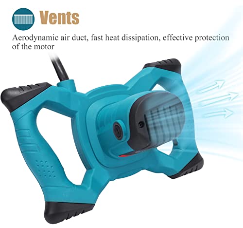 Portable Concrete Mixer 110V 2100W Electric Handheld 6 Gears for Thinset Cement Plaster Grout Paint Mud Mixing with 23.6" Stirring Rod (Blue)