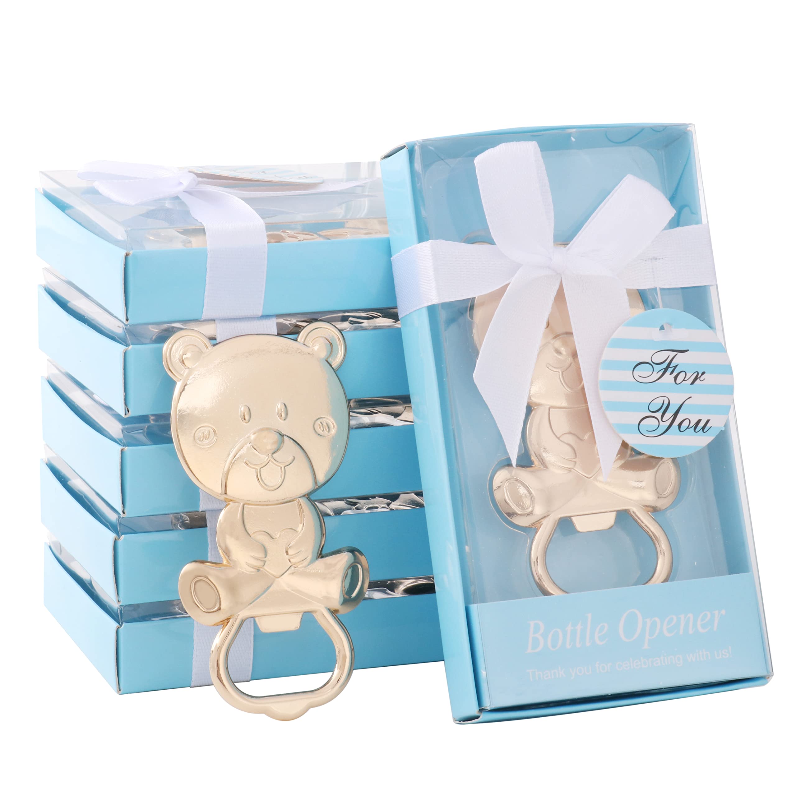Pack of 24 Bear Bottle Opener Baby Shower Favors for Guests,Bear Shaped Bottle Opener Baby Shower Return Gifts Boy or Girl Baby Shower Party Souvenir Decoration and Supplies (Blue, 24)
