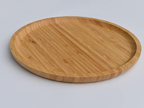 Party Trays for Serving Food, Bamboo Platter, Breakfast Dinner Trays Coffee Bread Serving Tray, Fruit Platters for Wedding Party Home Hotel Restaurant (11.8 Inch, Round)