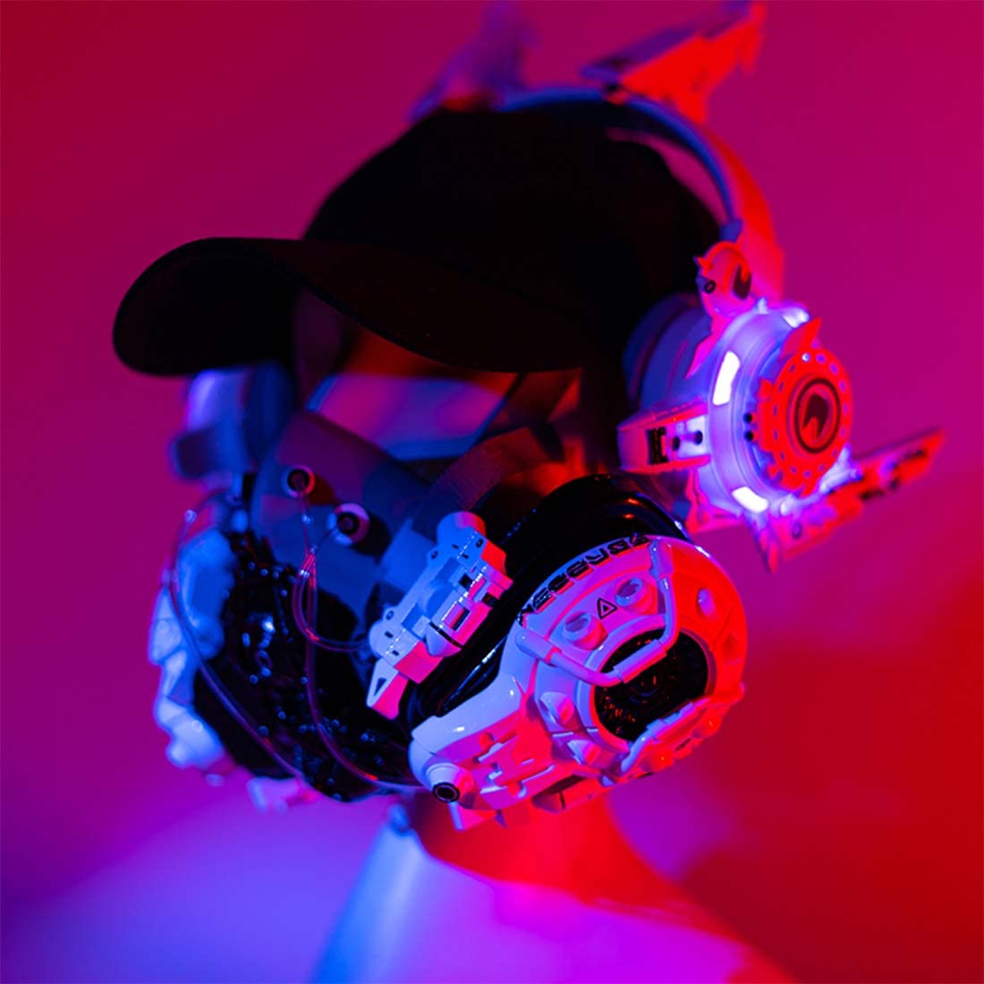 Punk Mask Headset, Led Light Cosplay Mask Props for Men Women Boys Girls, Halloween Christmas Party Type A