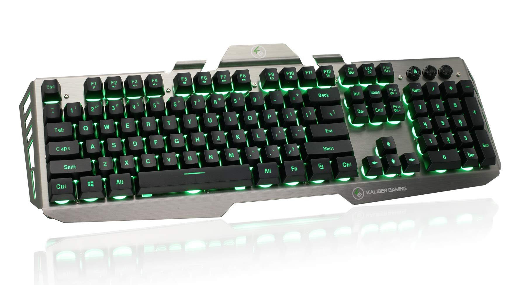IOGEAR Kaliber Gaming HVER Aluminum Gaming Keyboard, Black/Gray,GKB704L-BK