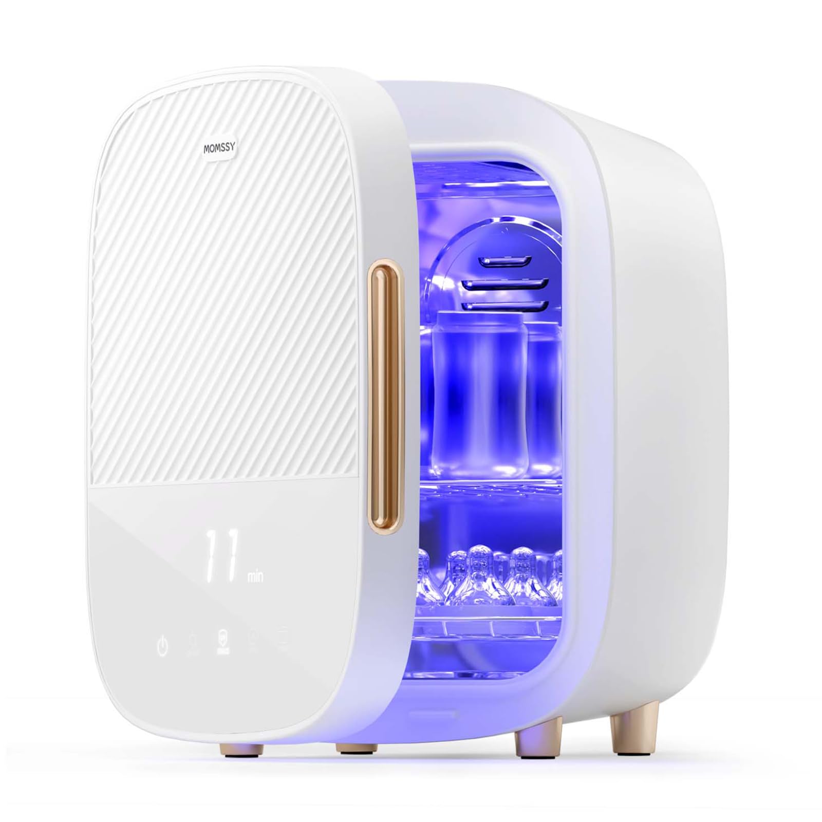 MOMSSY 4-in-1 UV Cleaner and Dryer for Baby Bottles, 18L Bottle Cleaner and Dryer with Touch Control & Auto-Off Safety for Cup/Toothbrush/Beauty Tools/Tableware/Pacifier