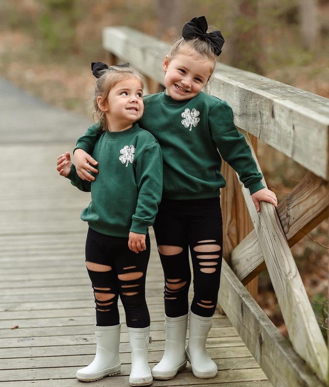 Toddler Baby Girl Boys St Patricks Day Outfit Four Leaf Clover Sweatshirt Long Sleeve Green Pullover Spring Clothes (ST-Clover-Ink Green, 2-3 Years)