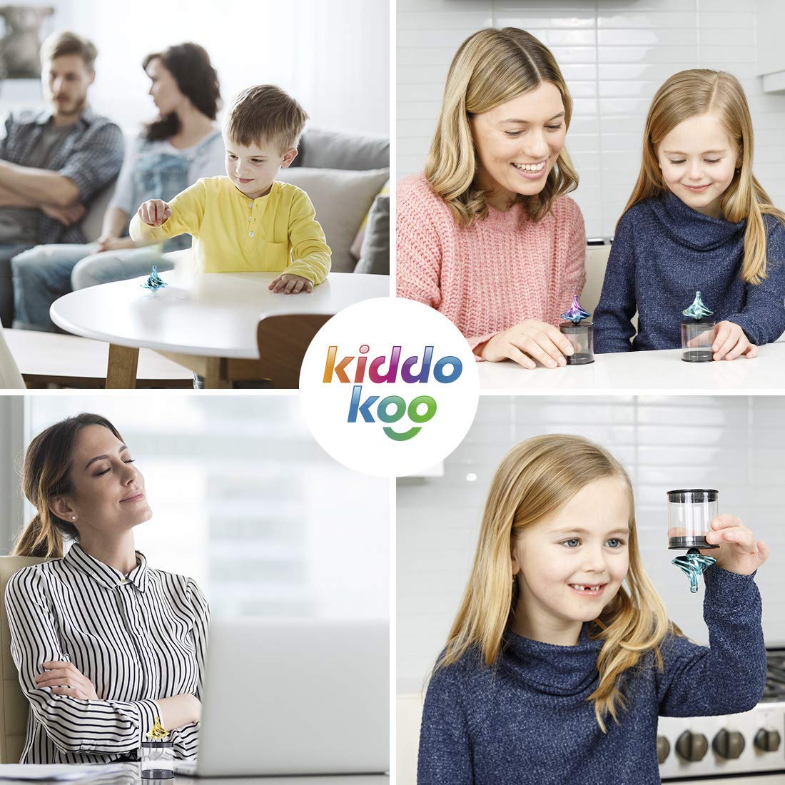 KIDDO KOO Tornado Spinning Tops - New Spinning top for Kids and Adults. A Great Decompression Toy forhome or The Office. Spins with Wind! Our Gyro Tops can Forever Spin