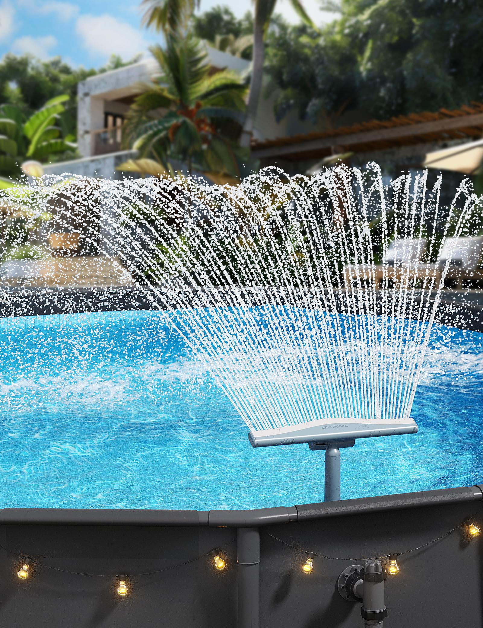 POOLHACKER Pool Fountains for Above and In-ground Pools, Adjustable Whale Tail Waterfall Wide Width Pool Sprinkler Fountain for Relaxation & Cooling 10-20 Degrees, Swimming Pool SPA Accessories