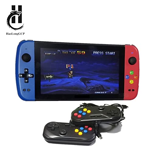 PS7000/Q900 7 "console With 2 Gamepads 64/128GBMAME/CPS/NEOGEO 100 Ps1 Games ( Color : BlueRed 128GB )