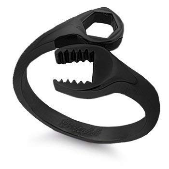 JewelryVolt Stainless Steel Ring Wrench Mechanic Wrench Tool Polished Black IP Casting (Black A 9)