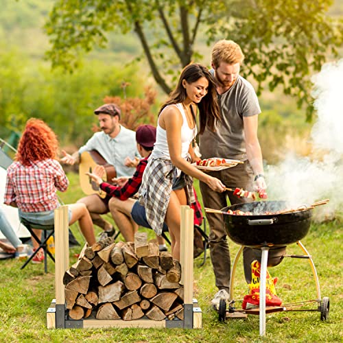 Urban Deco Firewood Rack Outdoor Bracket Kit - Log Racks Outdoor For Firewood Adjustable Log Holder Heavy Duty Firewood Rack Brackets - Black Wood Rack - Pack Of 4