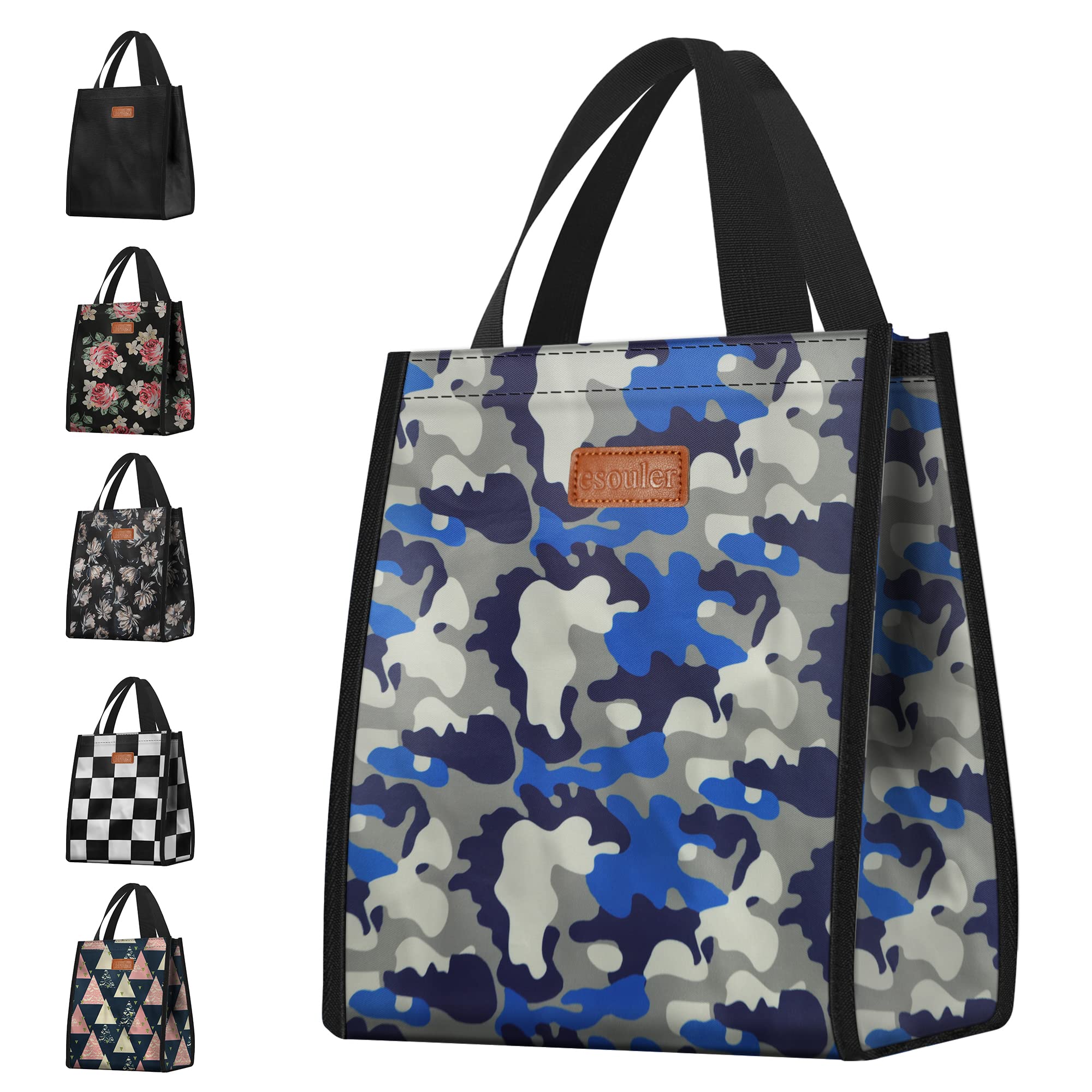 Lunch Bag Women Men Black Insulated Lunch Box Reusable Lunch Tote Bag for Work-Black
