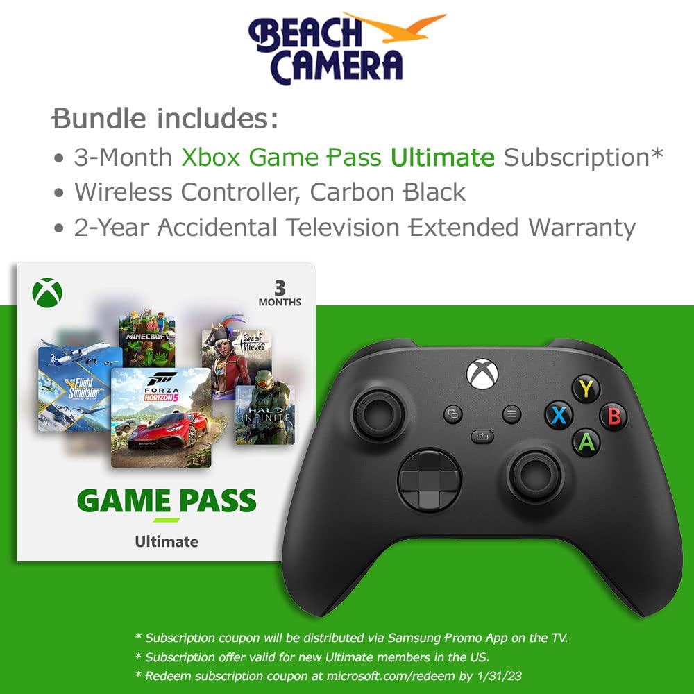 SAMSUNG QN90BA 50" Neo QLED 4K Quantum HDR Smart TV (2022) Ultimate Bundle with Xbox Wireless Controller (Carbon Black) and Premium 2 YR CPS Enhanced Protection Pack