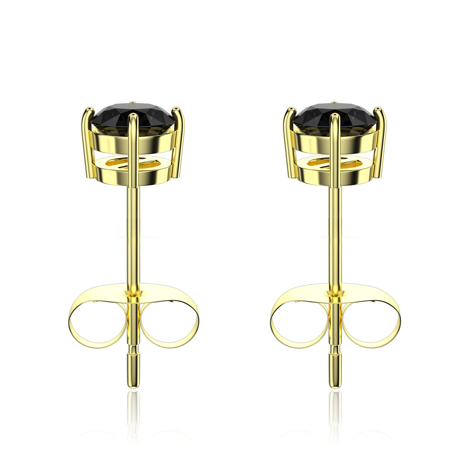 OYOGAA Sterling Silver Stud Earrings Set 3MM-8MM 18K Gold Plated Hypoallergenic Black Cubic Zirconia Studs Earrings for Women(3mm Gold)