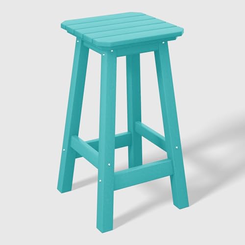 WestinTrends Malibu 24" HDPE Outdoor Patio Counter High Backless Square Bar Stools Set of 3, Turquoise