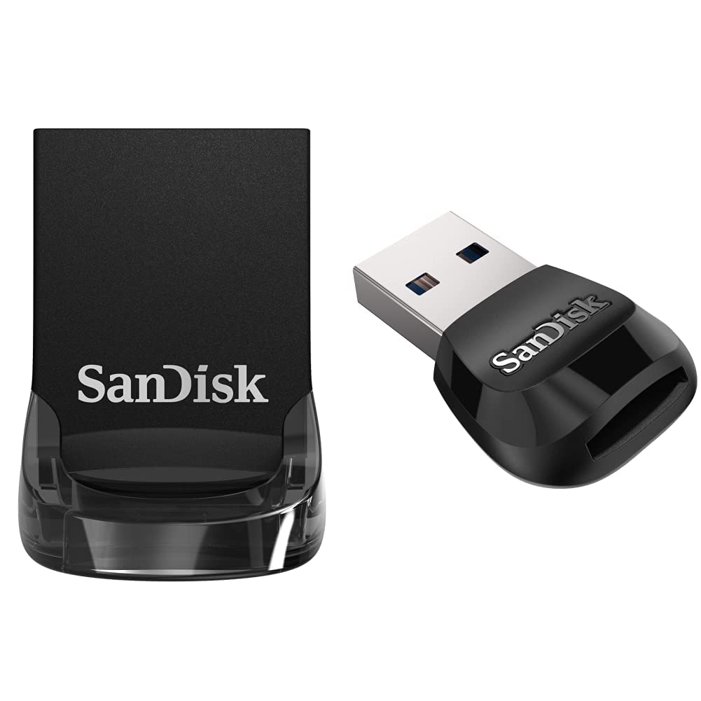 SanDisk 256GB Ultra Fit USB 3.1 Flash Drive - SDCZ430-256G-G46 & MobileMate USB 3.0 microSD Card Reader- SDDR-B531-GN6NN