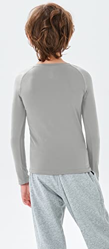 MRIGNT 2 Pack Youth Boys Thermal Compression Shirts Long Sleeve Fleece Baselayer Soccer Baseball Running Base Layer Undershirt