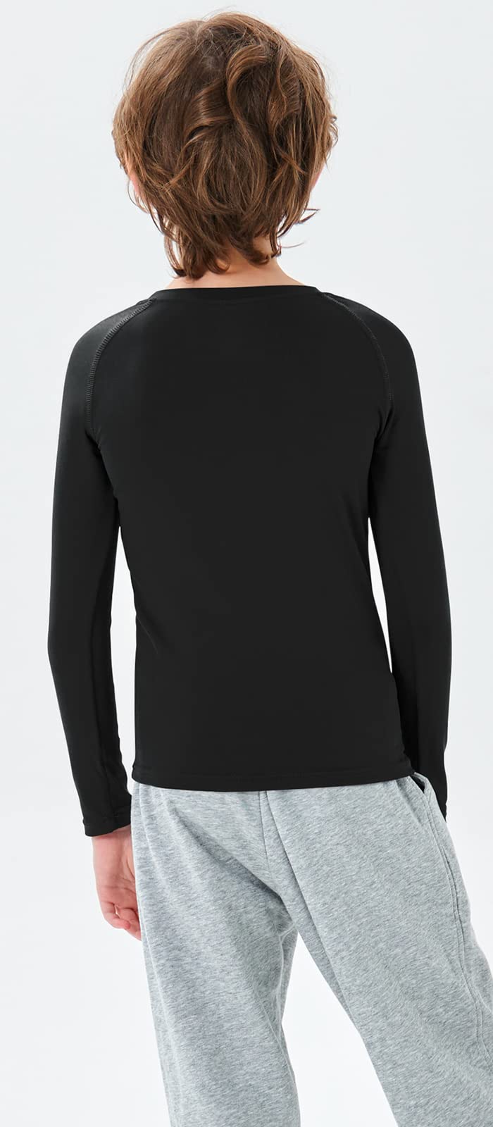 MRIGNT 2 Pack Youth Boys Thermal Compression Shirts Long Sleeve Fleece Baselayer Soccer Baseball Running Base Layer Undershirt