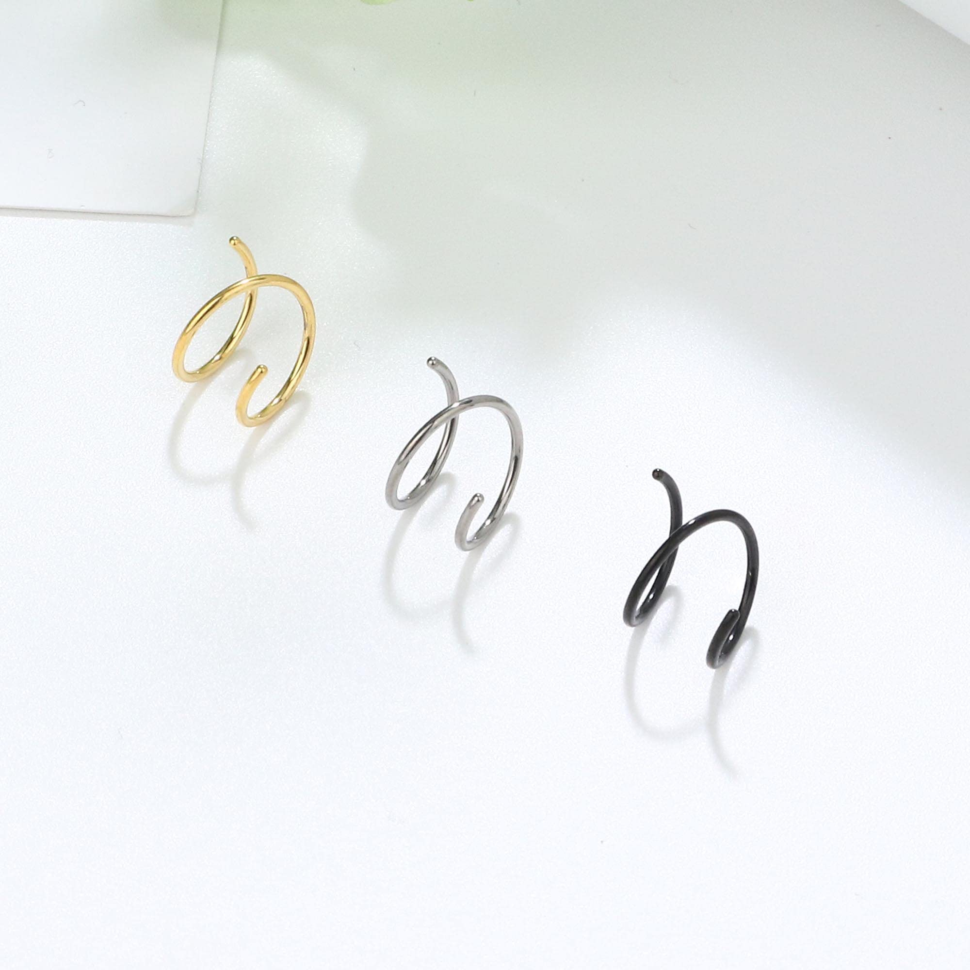 ORAZIO G23 Titanium Nose Ring Double Nose Hoop Ring for Single Piercing 20G Nose Rings Twist Hoop Nose Ring for Women Men Spiral Nose Piercings Handmade Cartilage Piercing