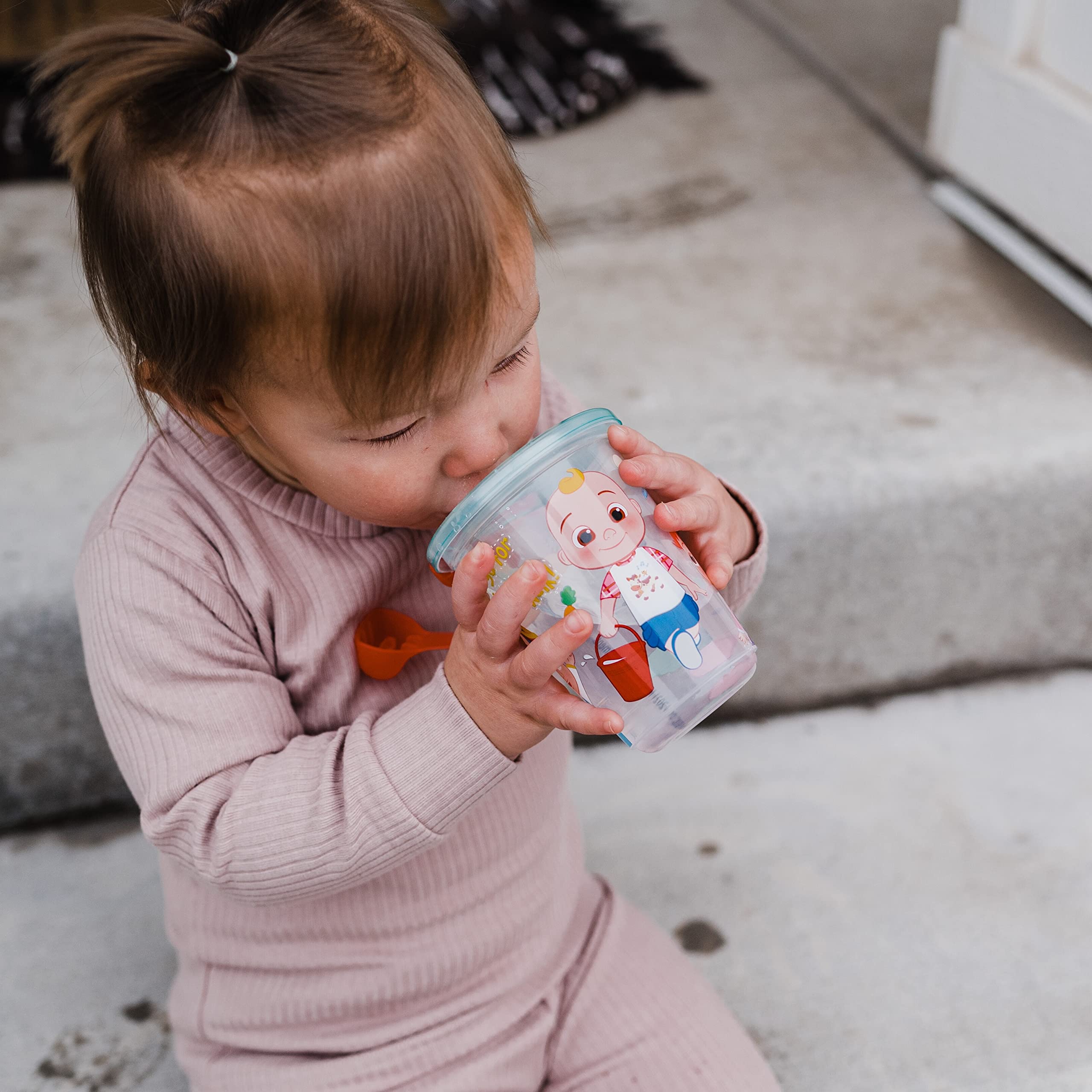 The First Years Cocomelon Take & Toss Toddler Sippy Cups - Spill Proof Toddler Sippy Cups with Snap On Lids and Travel Caps - Cocomelon Feeding and Party Supplies - 10 Oz - 8 Count