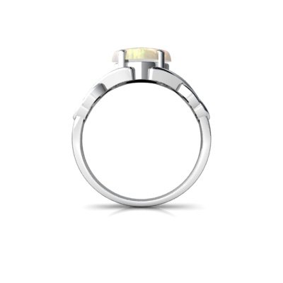 Jewels For Me 14kt White Gold Opal 6mm Cushion Celtic Knot Ring - Size 6