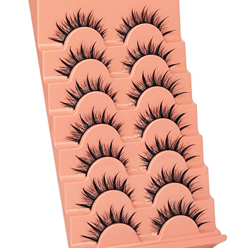 Manga Lashes Natural Look False Eyelashes 3D Spiky Wispy Eyelashes Thai Anime Lashes Asian Volume Fake Eyelashes Cosplay False Lashes 7 Pairs by TOOCHUNAG