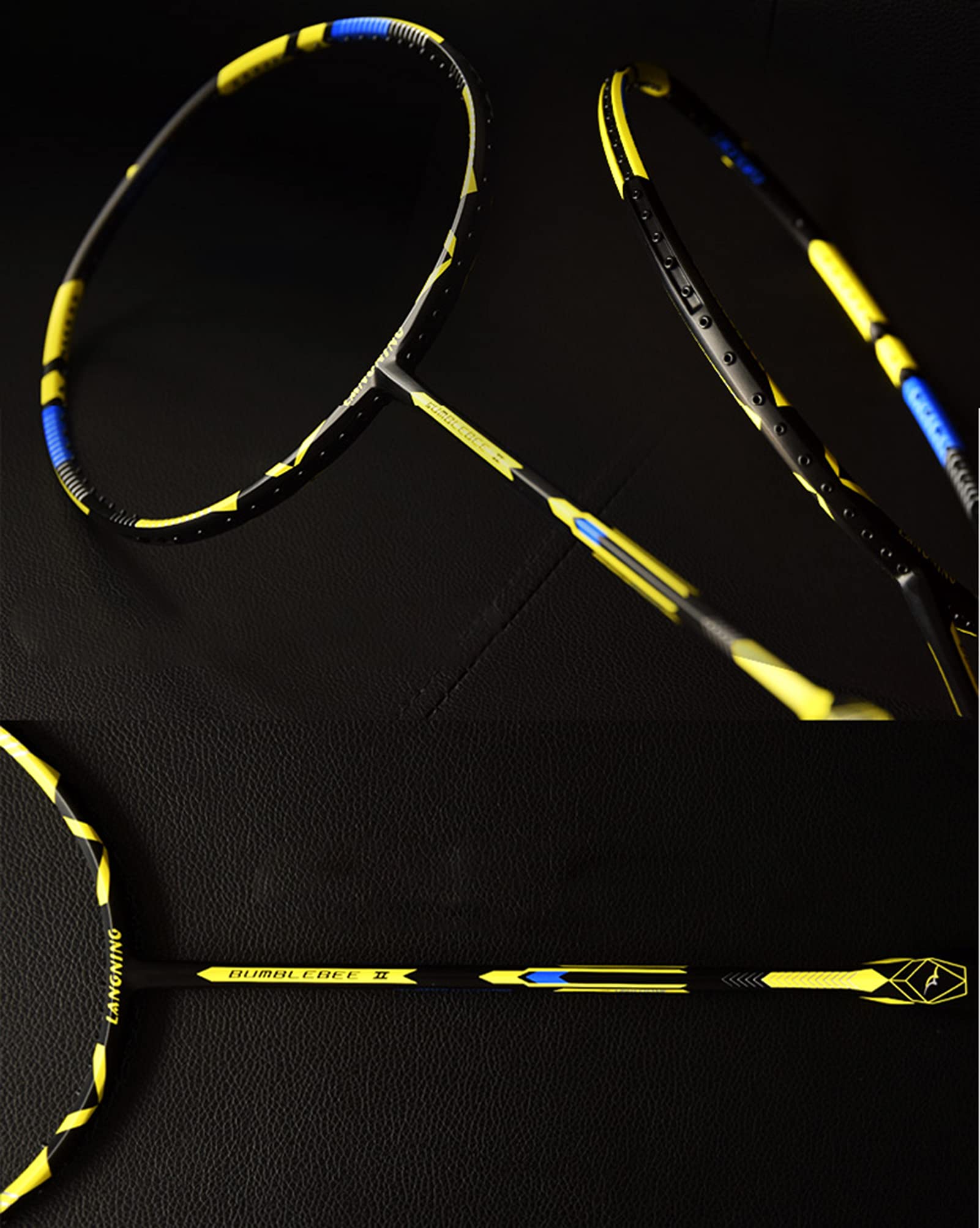 LANGNING 8U Graphite Professional Badminton Racket for Youth,Light Weight Carbon Fiber Single High-Grade Badminton Racquet,Carrying Bag Included