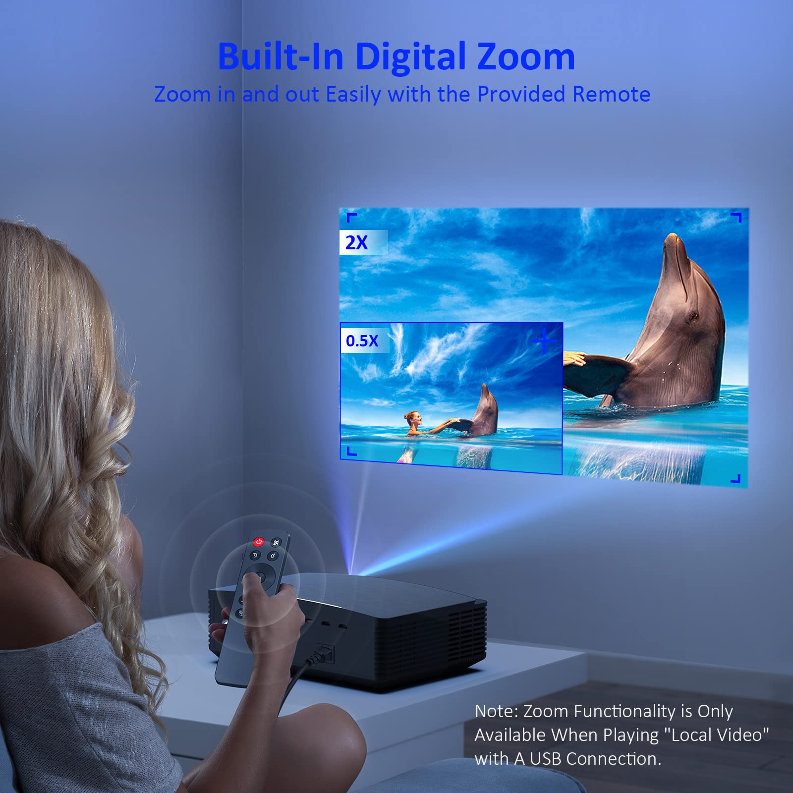 NexiGo PJ20 Outdoor Movie Projector with WiFi and Bluetooth, Native 1080P, Dolby_Audio Sound Support, Compatible w/TV Stick,iOS,Android,Laptop,Console (Renewed)