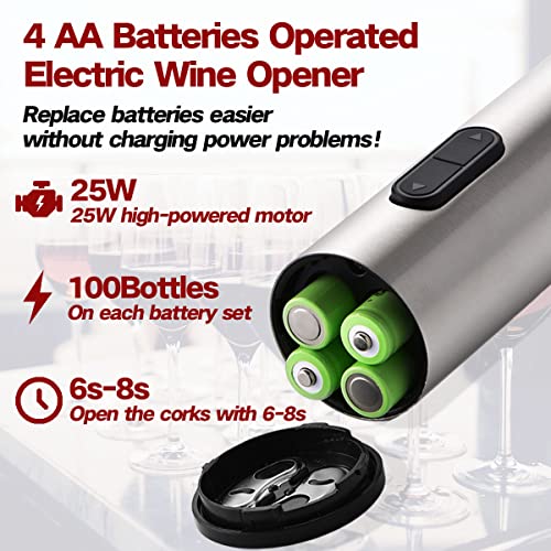 Oxyzeem Electric Wine Opener, Cordless Wine Bottle Opener,Stainless Steel Automatic Corkscrew with Foil Cutter, Age-friendly Wine Bottle Opener