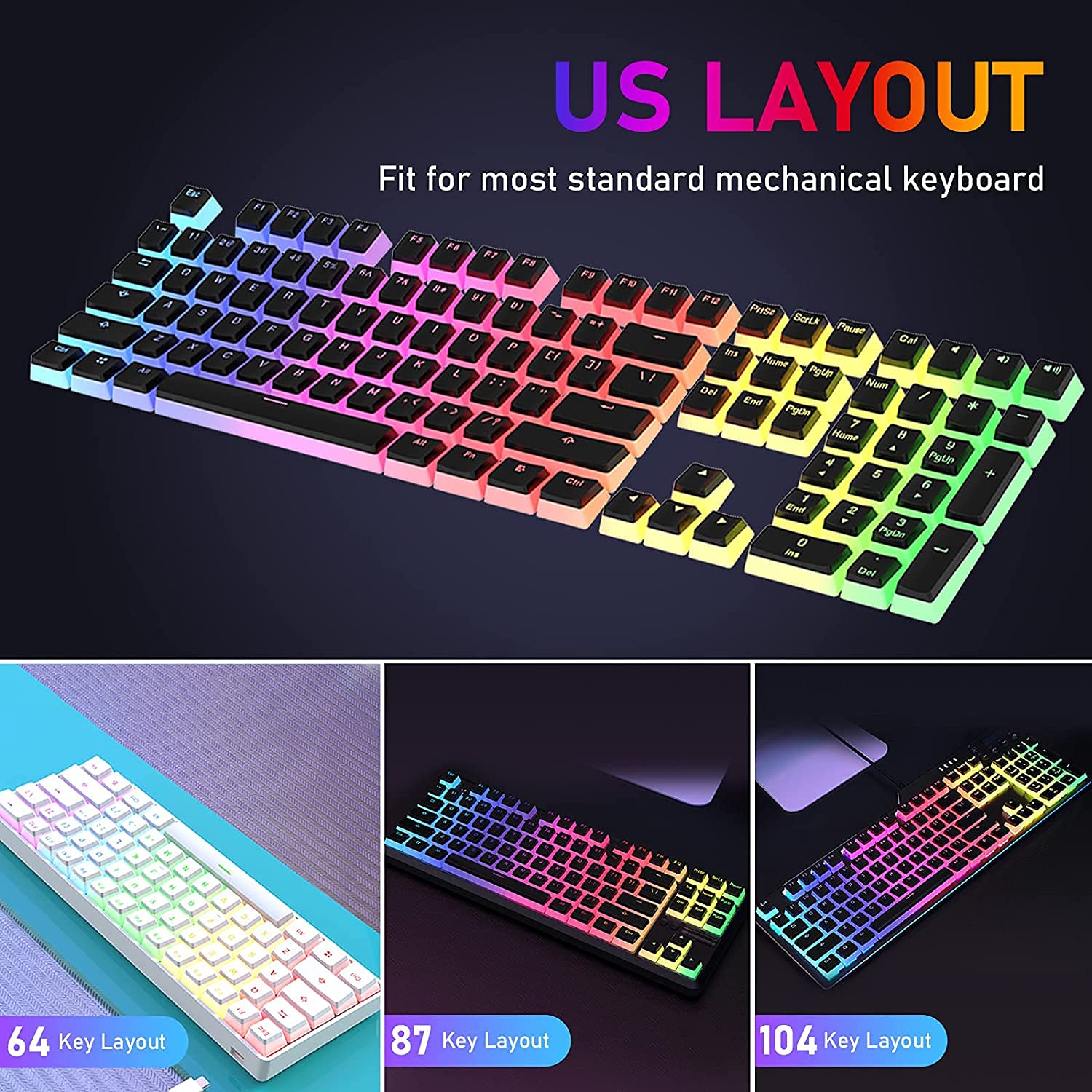 unband 60% True Mechanical Gaming Keyboard Type C Wired 68 Keys LED Backlit USB Waterproof Keyboard 18 Chroma RGB Lighting Backlight Full Anti-ghosting Keys for Gamers and Typists (Black/Blue Switch)