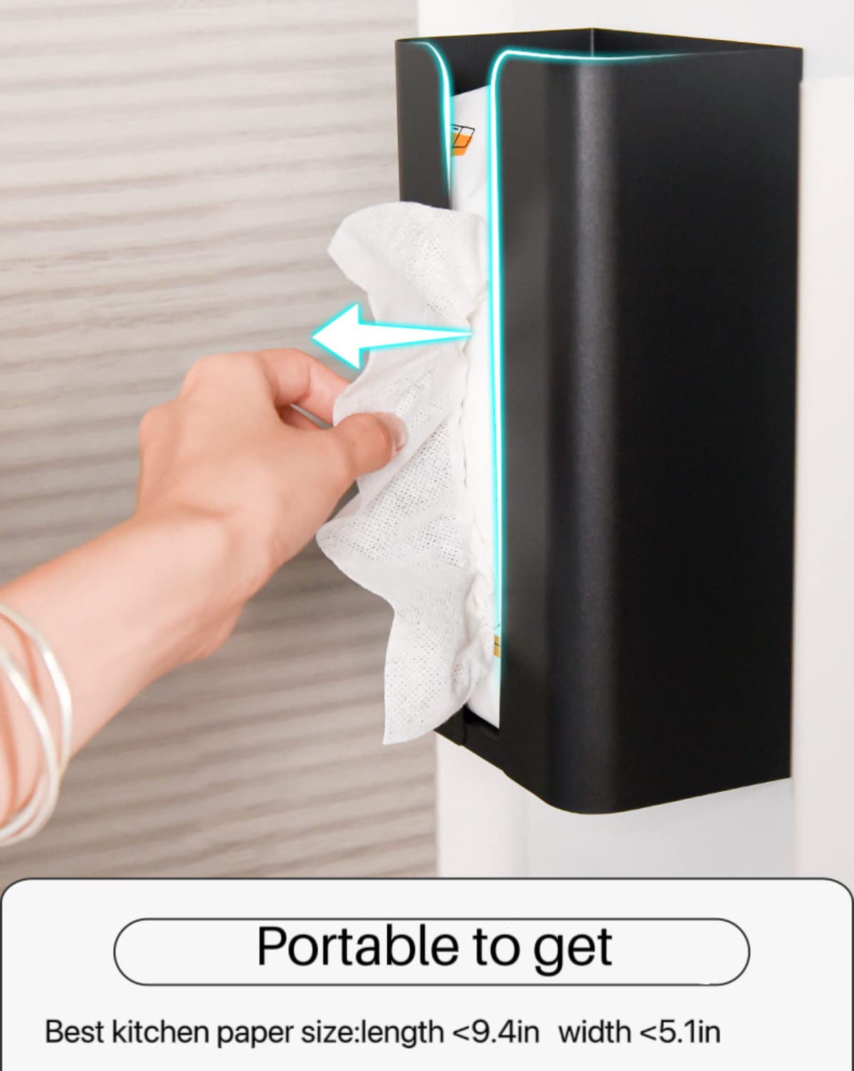 Magnetic Suction Plastic Bag Holder - Grocery Bag Dispenser - Wide Opening Plastic Bag Tissue Storage Device Without Installation - Fingerprint Resistant (Black)