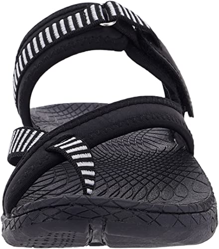 WHITIN Women's Walking Sandals with Arch Support Athletic Flip Flops Slide Size 9 Indoor Fashion Footwear Soft Climbing Cushion Ladies Beach Sandles Black 39
