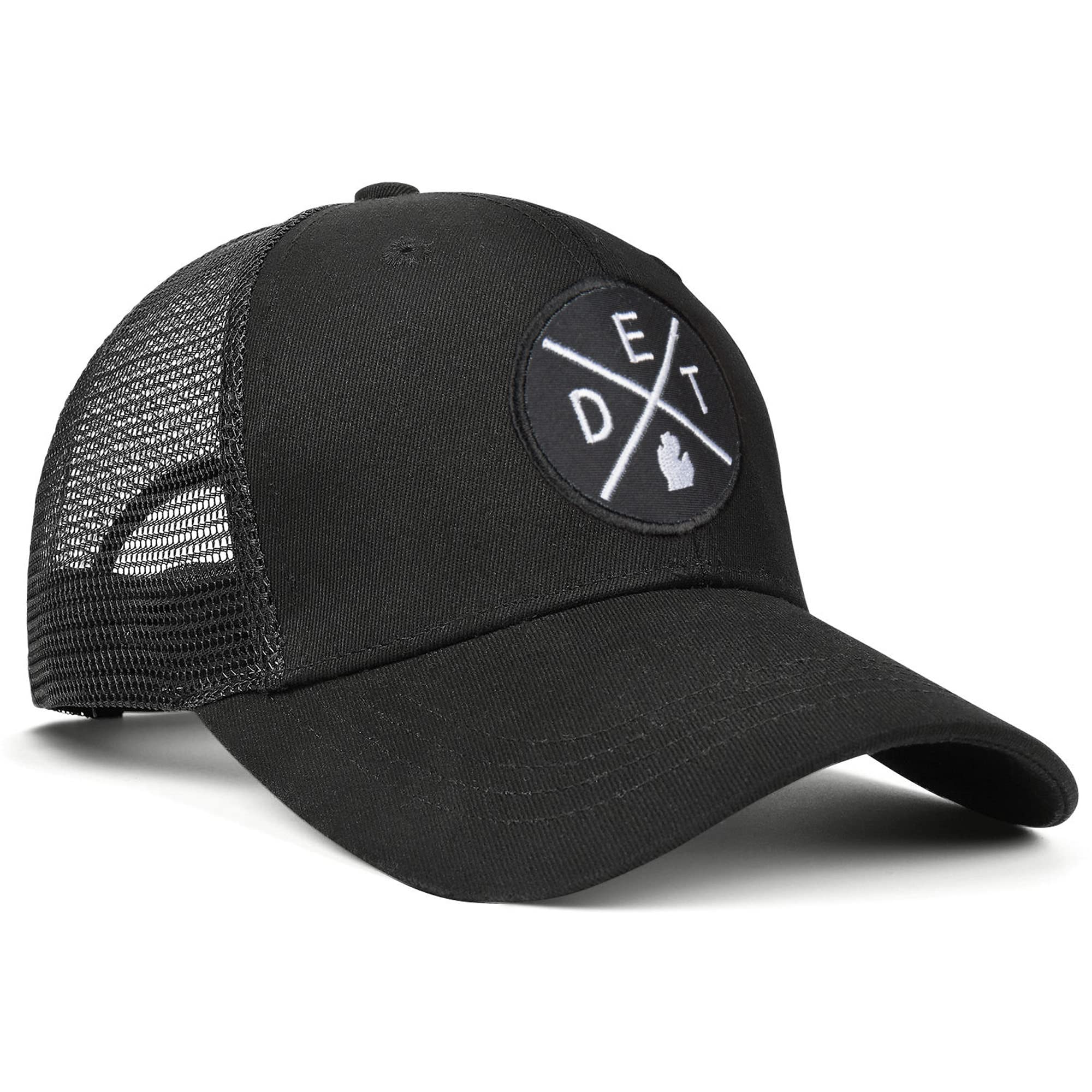 Nuyjimr Detroit - DET Black Baseball Caps for Women Men Mesh Trucker Cap Golf Hat Adjustable Size Cool