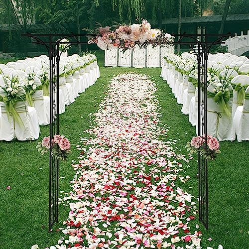 Metal Garden Arch 7 FT Garden Arbor for Climbing Plant Outdoor Wedding Black
