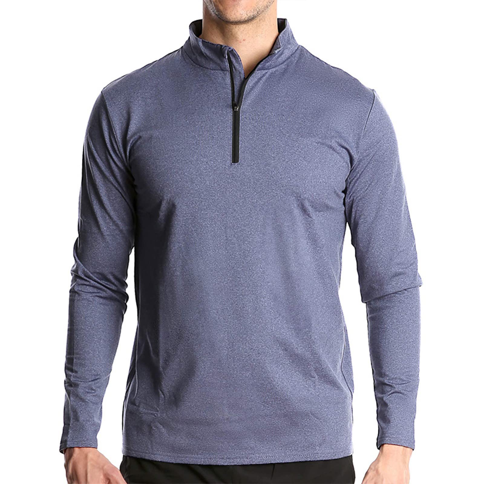 PICKLION Men's Quarter Zip Pullover Sweatshirt Long Sleeve Athletic Sweatshirts Quick Dry Golf Workout Tops Blue